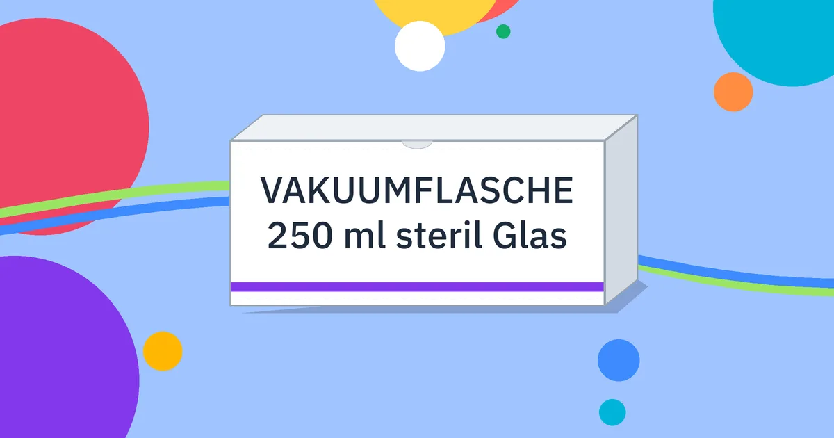 Symbolbild: Packung mit der Aufschrift VAKUUMFLASCHE 250 ml steril Glas (PZN 05991797) – Verfügbarkeit und Bezug in Apotheken in Frankfurt am Main