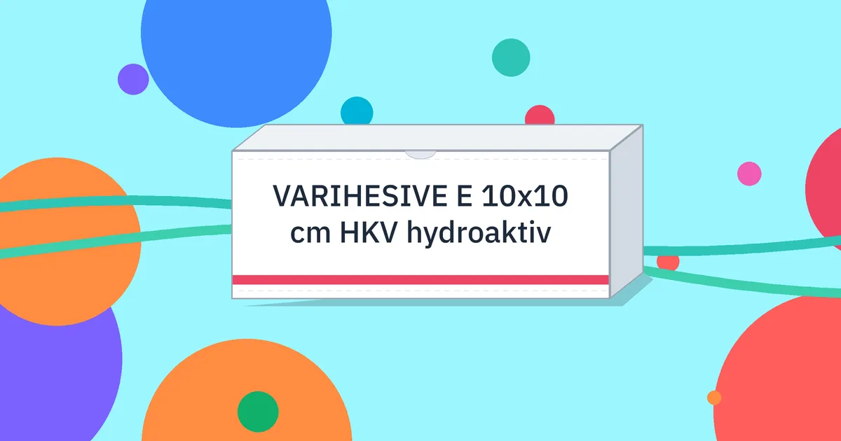 Symbolbild: Packung mit der Aufschrift VARIHESIVE E 10x10 cm HKV hydroaktiv (PZN 12565055) – Verfügbarkeit und Bezug in Apotheken in Frankfurt am Main