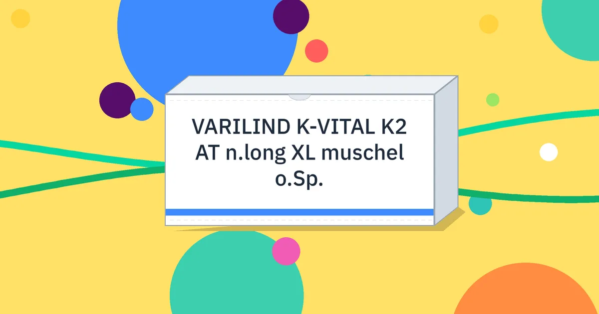 Symbolbild: Packung mit der Aufschrift VARILIND K-VITAL K2 AT n.long XL muschel o.Sp. (PZN 20562556) – Verfügbarkeit und Bezug in Apotheken in Frankfurt am Main