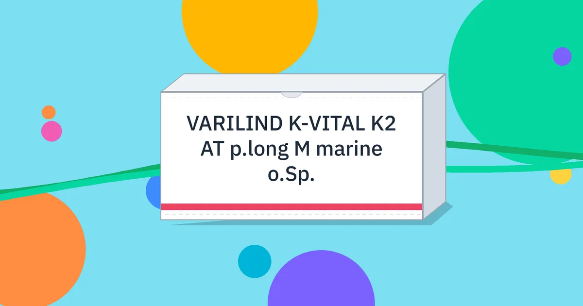 Symbolbild: Packung mit der Aufschrift VARILIND K-VITAL K2 AT p.long M marine o.Sp. (PZN 20561835) – Verfügbarkeit und Bezug in Apotheken in Frankfurt am Main