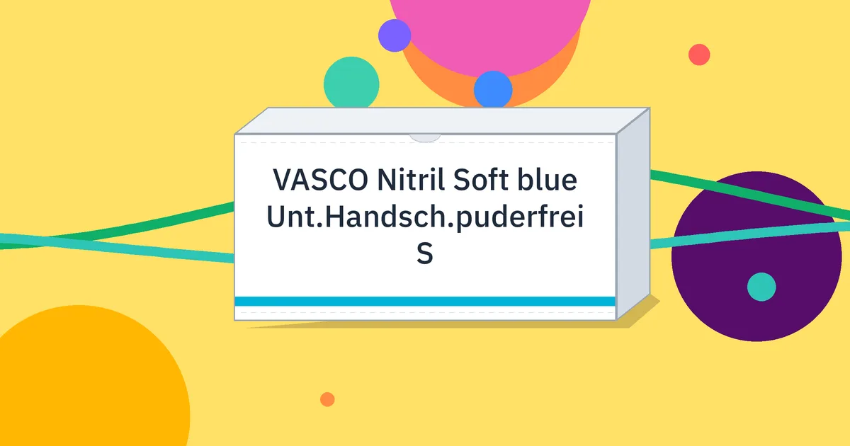Symbolbild: Packung mit der Aufschrift VASCO Nitril Soft blue Unt.Handsch.puderfrei S (PZN 12907751) – Verfügbarkeit und Bezug in Apotheken in Frankfurt am Main