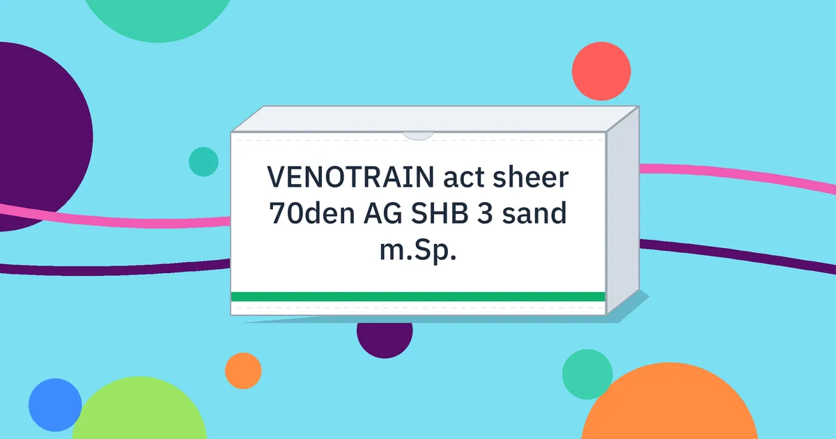 Symbolbild: Packung mit der Aufschrift VENOTRAIN act sheer 70den AG SHB 3 sand m.Sp. (PZN 16208180) – Verfügbarkeit und Bezug in Apotheken in Frankfurt am Main