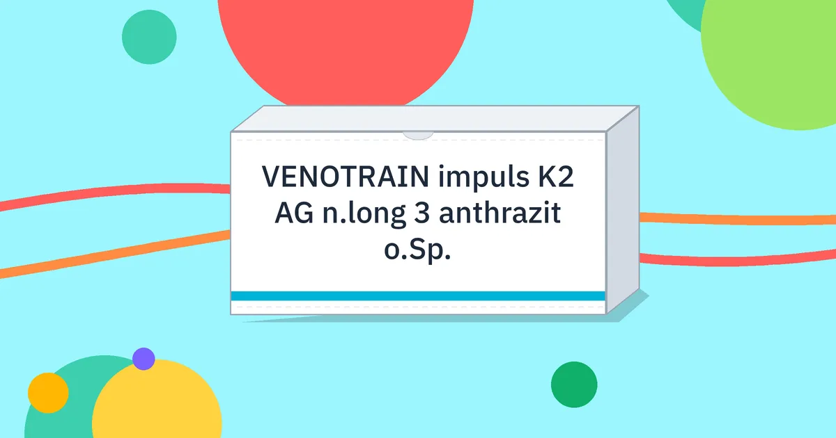 Symbolbild: Packung mit der Aufschrift VENOTRAIN impuls K2 AG n.long 3 anthrazit o.Sp. (PZN 15212624) – Verfügbarkeit und Bezug in Apotheken in Frankfurt am Main