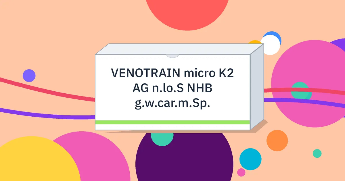 Symbolbild: Packung mit der Aufschrift VENOTRAIN micro K2 AG n.lo.S NHB g.w.car.m.Sp. (PZN 09025906) – Verfügbarkeit und Bezug in Apotheken in Frankfurt am Main