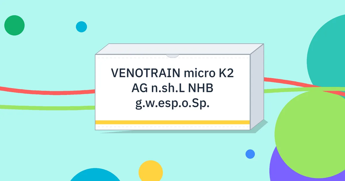 Symbolbild: Packung mit der Aufschrift VENOTRAIN micro K2 AG n.sh.L NHB g.w.esp.o.Sp. (PZN 09020429) – Verfügbarkeit und Bezug in Apotheken in Frankfurt am Main