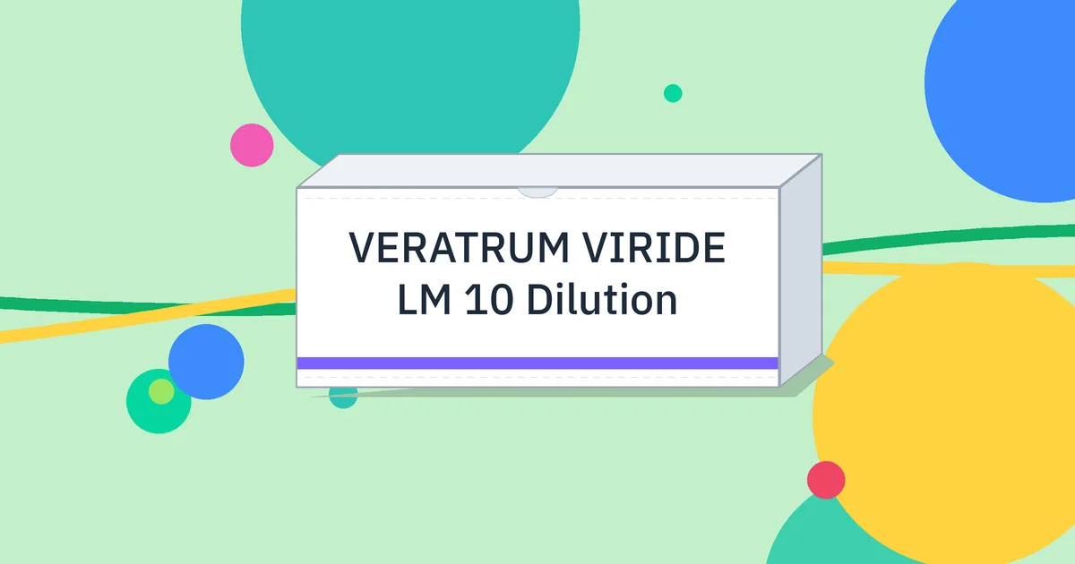 Symbolbild: Packung mit der Aufschrift VERATRUM VIRIDE LM 10 Dilution (PZN 13265214) – Verfügbarkeit und Bezug in Apotheken in Frankfurt am Main