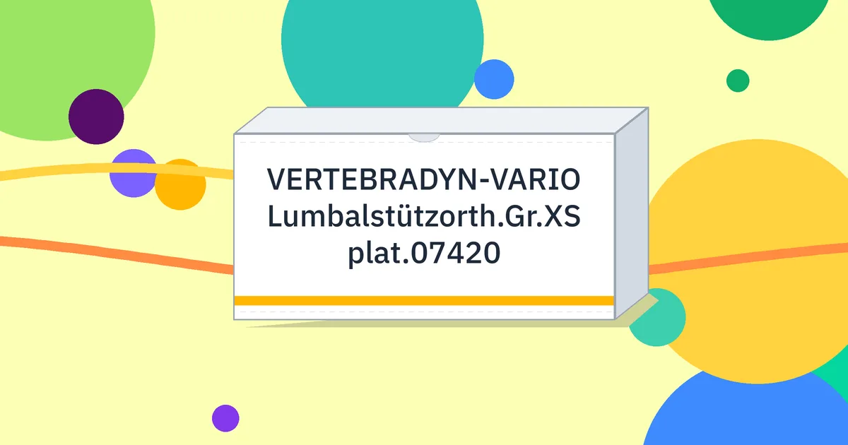 Symbolbild: Packung mit der Aufschrift VERTEBRADYN-VARIO Lumbalstützorth.Gr.XS plat.07420 (PZN 10200355) – Verfügbarkeit und Bezug in Apotheken in Frankfurt am Main