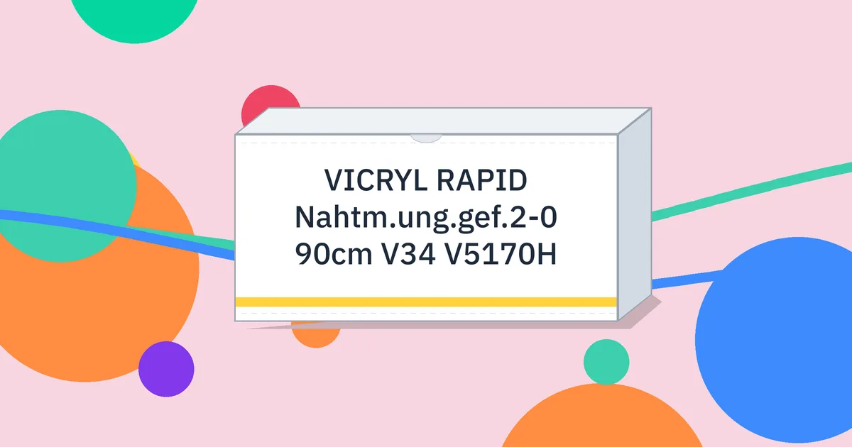 Symbolbild: Packung mit der Aufschrift VICRYL RAPID Nahtm.ung.gef.2-0 90cm V34 V5170H (PZN 14238610) – Verfügbarkeit und Bezug in Apotheken in Frankfurt am Main