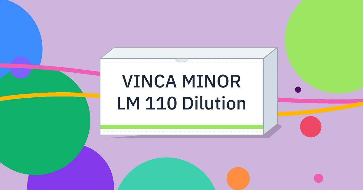 Symbolbild: Packung mit der Aufschrift VINCA MINOR LM 110 Dilution (PZN 13274199) – Verfügbarkeit und Bezug in Apotheken in Frankfurt am Main