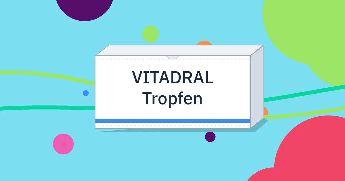 Symbolbild: Packung mit der Aufschrift VITADRAL Tropfen (PZN 19808101) – Verfügbarkeit und Bezug in Apotheken in Frankfurt am Main