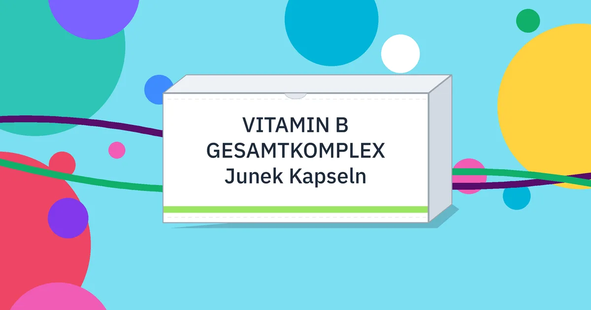 Symbolbild: Packung mit der Aufschrift VITAMIN B GESAMTKOMPLEX Junek Kapseln (PZN 10051599) – Verfügbarkeit und Bezug in Apotheken in Frankfurt am Main