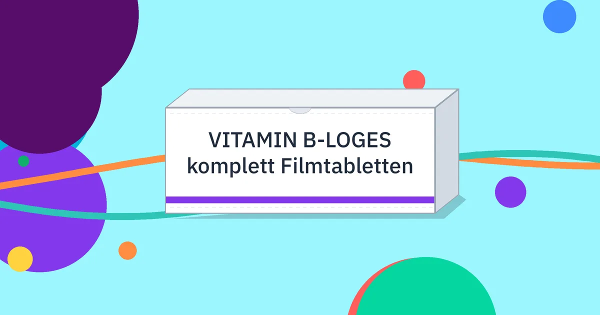 Symbolbild: Packung mit der Aufschrift VITAMIN B-LOGES komplett Filmtabletten (PZN 11101514) – Verfügbarkeit und Bezug in Apotheken in Frankfurt am Main