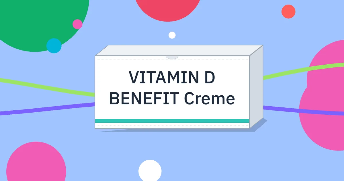 Symbolbild: Packung mit der Aufschrift VITAMIN D BENEFIT Creme (PZN 15382409) – Verfügbarkeit und Bezug in Apotheken in Frankfurt am Main
