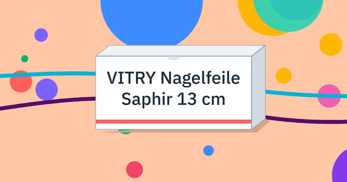 Symbolbild: Packung mit der Aufschrift VITRY Nagelfeile Saphir 13 cm (PZN 05101579) – Verfügbarkeit und Bezug in Apotheken in Frankfurt am Main