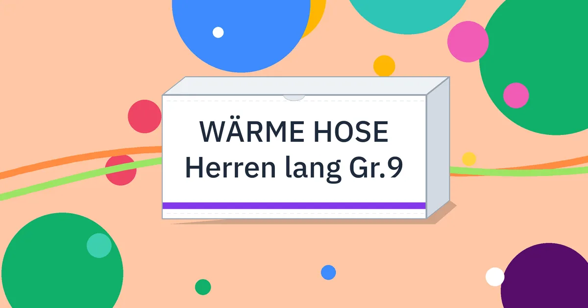 Symbolbild: Packung mit der Aufschrift WÄRME HOSE Herren lang Gr.9 (PZN 02446177) – Verfügbarkeit und Bezug in Apotheken in Frankfurt am Main