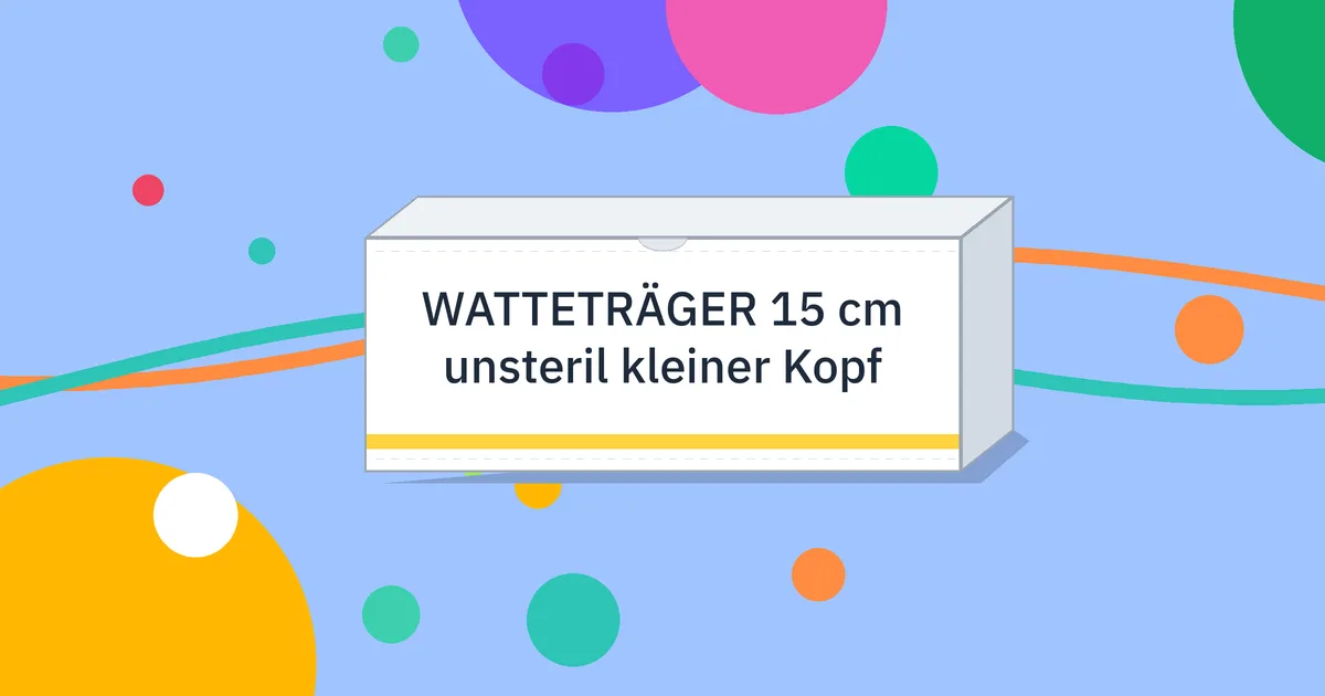 Symbolbild: Packung mit der Aufschrift WATTETRÄGER 15 cm unsteril kleiner Kopf (PZN 15384271) – Verfügbarkeit und Bezug in Apotheken in Frankfurt am Main