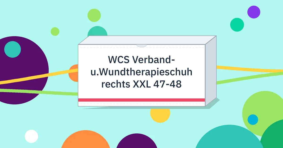 Symbolbild: Packung mit der Aufschrift WCS Verband-u.Wundtherapieschuh rechts XXL 47-48 (PZN 16629697) – Verfügbarkeit und Bezug in Apotheken in Frankfurt am Main