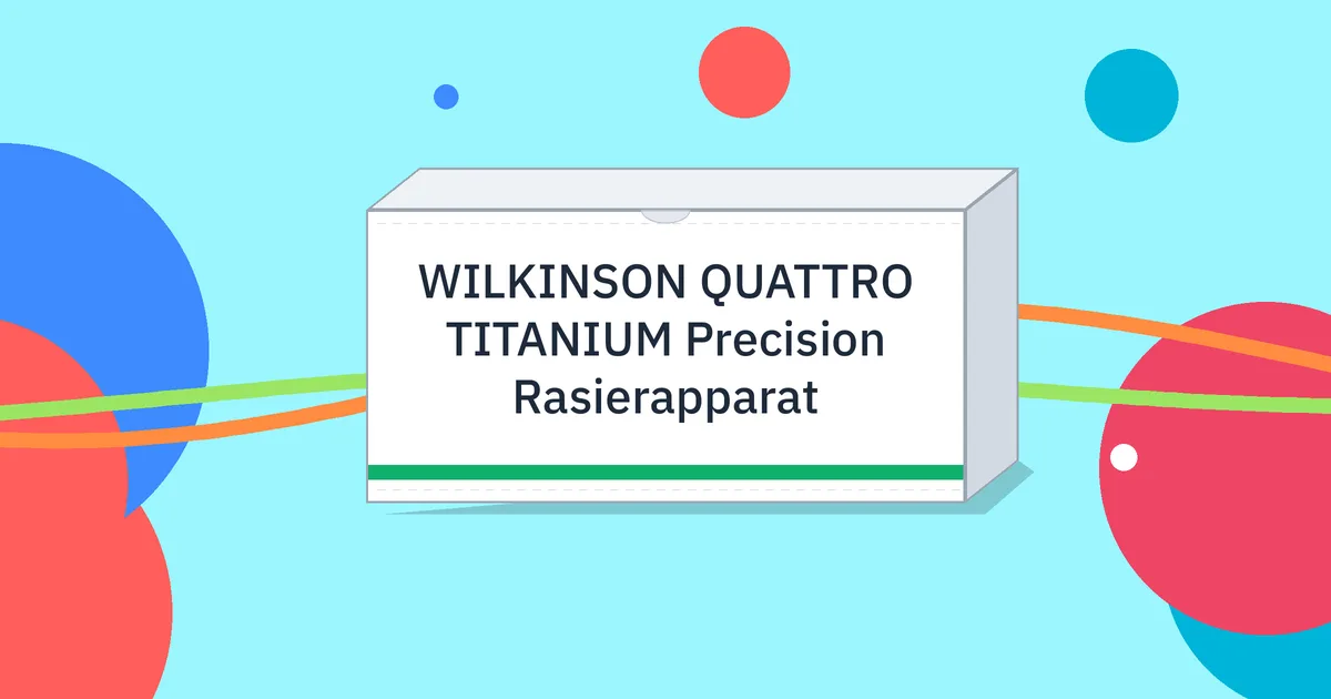 Symbolbild: Packung mit der Aufschrift WILKINSON QUATTRO TITANIUM Precision Rasierapparat (PZN 06900874) – Verfügbarkeit und Bezug in Apotheken in Frankfurt am Main