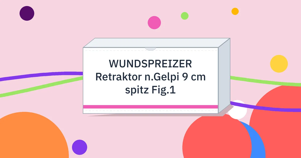 Symbolbild: Packung mit der Aufschrift WUNDSPREIZER Retraktor n.Gelpi 9 cm spitz Fig.1 (PZN 19624602) – Verfügbarkeit und Bezug in Apotheken in Frankfurt am Main