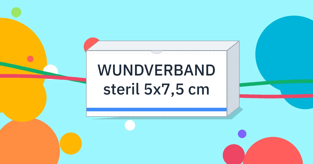 Symbolbild: Packung mit der Aufschrift WUNDVERBAND steril 5x7,5 cm (PZN 10831423) – Verfügbarkeit und Bezug in Apotheken in Frankfurt am Main