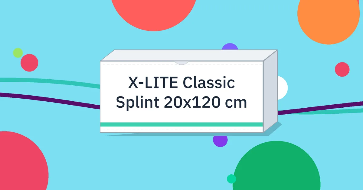 Symbolbild: Packung mit der Aufschrift X-LITE Classic Splint 20x120 cm (PZN 11188886) – Verfügbarkeit und Bezug in Apotheken in Frankfurt am Main