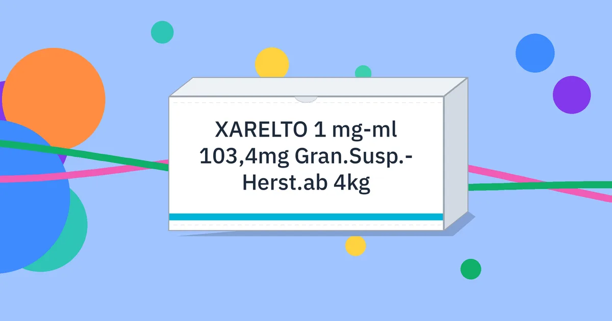 Symbolbild: Packung mit der Aufschrift XARELTO 1 mg-ml 103,4mg Gran.Susp.-Herst.ab 4kg (PZN 19551949) – Verfügbarkeit und Bezug in Apotheken in Frankfurt am Main