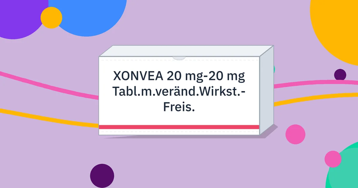 Symbolbild: Packung mit der Aufschrift XONVEA 20 mg-20 mg Tabl.m.veränd.Wirkst.-Freis. (PZN 20062210) – Verfügbarkeit und Bezug in Apotheken in Frankfurt am Main