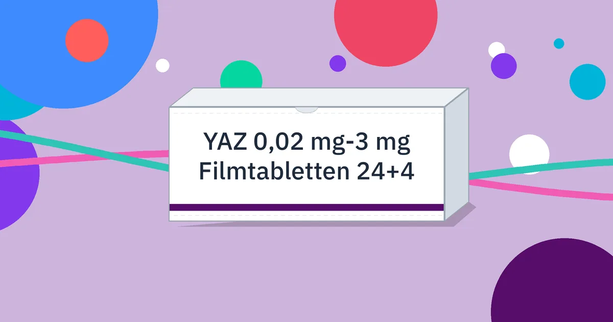 Symbolbild: Packung mit der Aufschrift YAZ 0,02 mg-3 mg Filmtabletten 24+4 (PZN 06682213) – Verfügbarkeit und Bezug in Apotheken in Frankfurt am Main