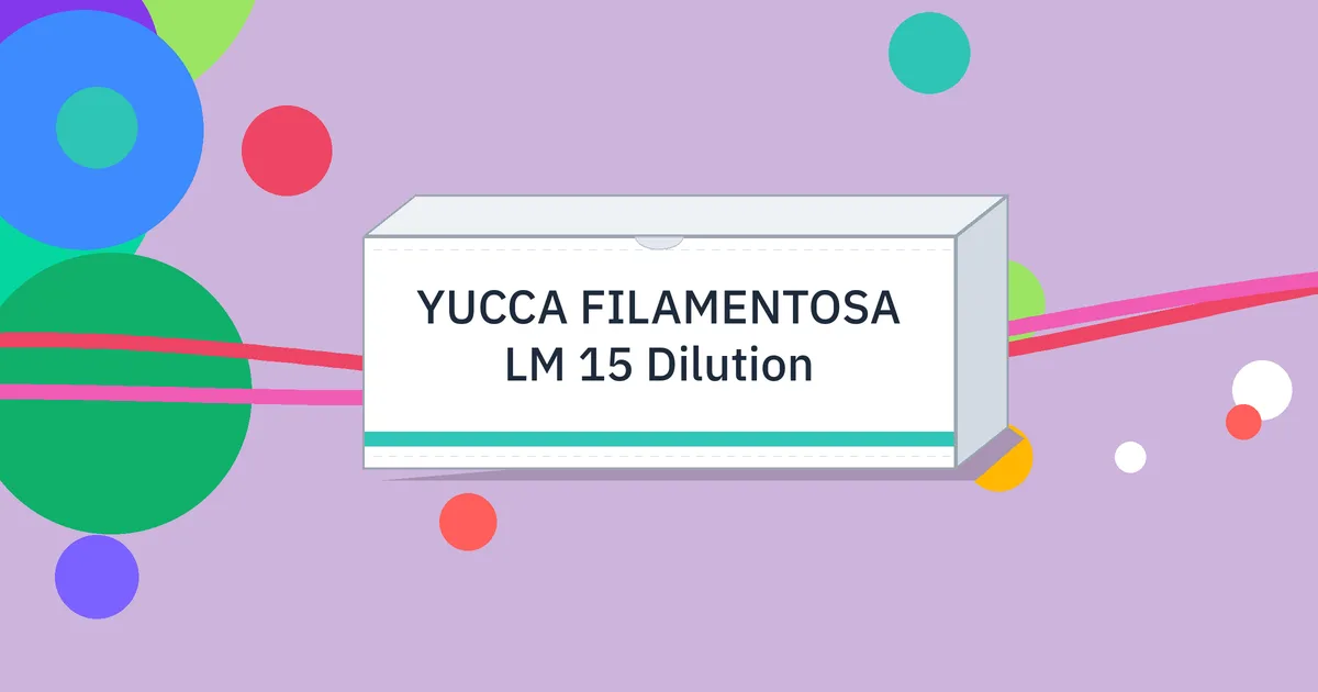 Symbolbild: Packung mit der Aufschrift YUCCA FILAMENTOSA LM 15 Dilution (PZN 13288793) – Verfügbarkeit und Bezug in Apotheken in Frankfurt am Main