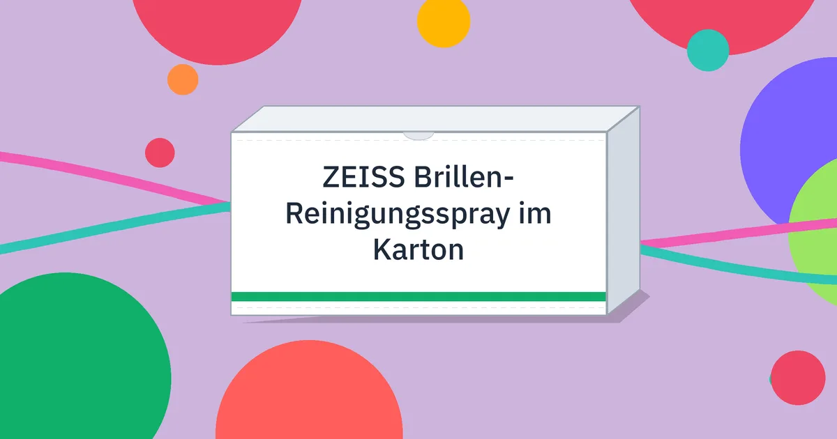 Symbolbild: Packung mit der Aufschrift ZEISS Brillen-Reinigungsspray im Karton (PZN 18088633) – Verfügbarkeit und Bezug in Apotheken in Frankfurt am Main