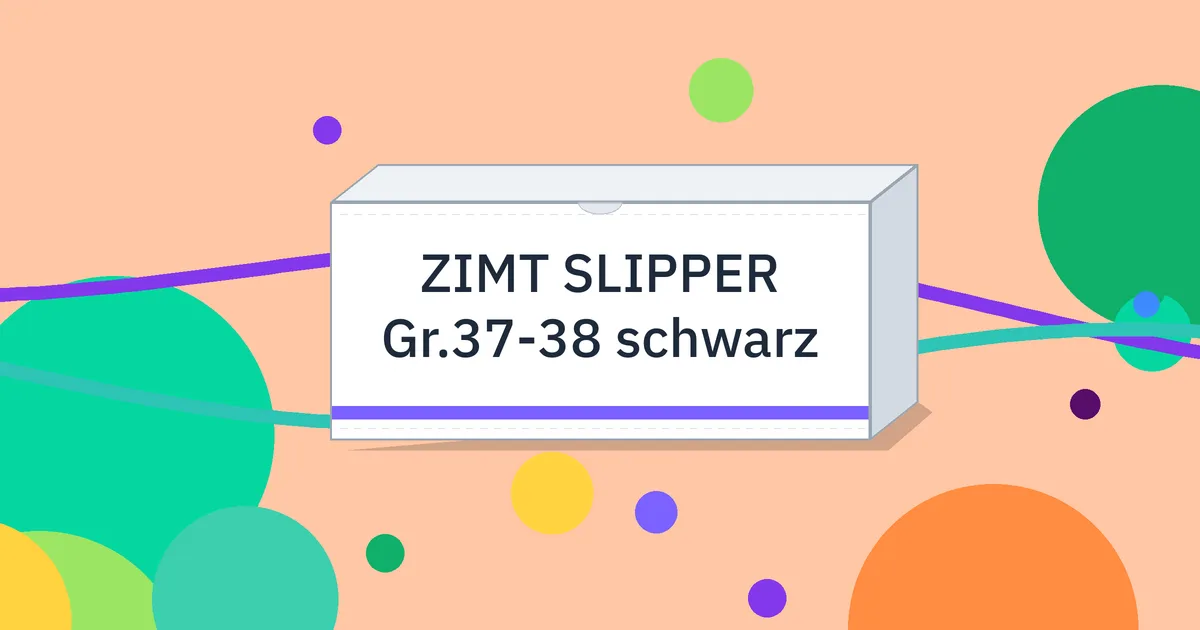Symbolbild: Packung mit der Aufschrift ZIMT SLIPPER Gr.37-38 schwarz (PZN 05487426) – Verfügbarkeit und Bezug in Apotheken in Frankfurt am Main