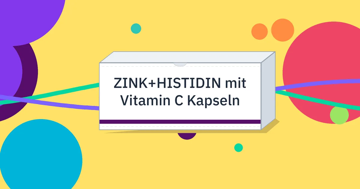 Symbolbild: Packung mit der Aufschrift ZINK+HISTIDIN mit Vitamin C Kapseln (PZN 15871812) – Verfügbarkeit und Bezug in Apotheken in Frankfurt am Main