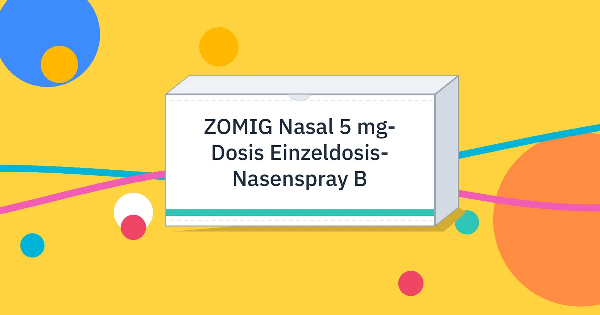 Symbolbild: Packung mit der Aufschrift ZOMIG Nasal 5 mg-Dosis Einzeldosis-Nasenspray B (PZN 13573878) – Verfügbarkeit und Bezug in Apotheken in Frankfurt am Main