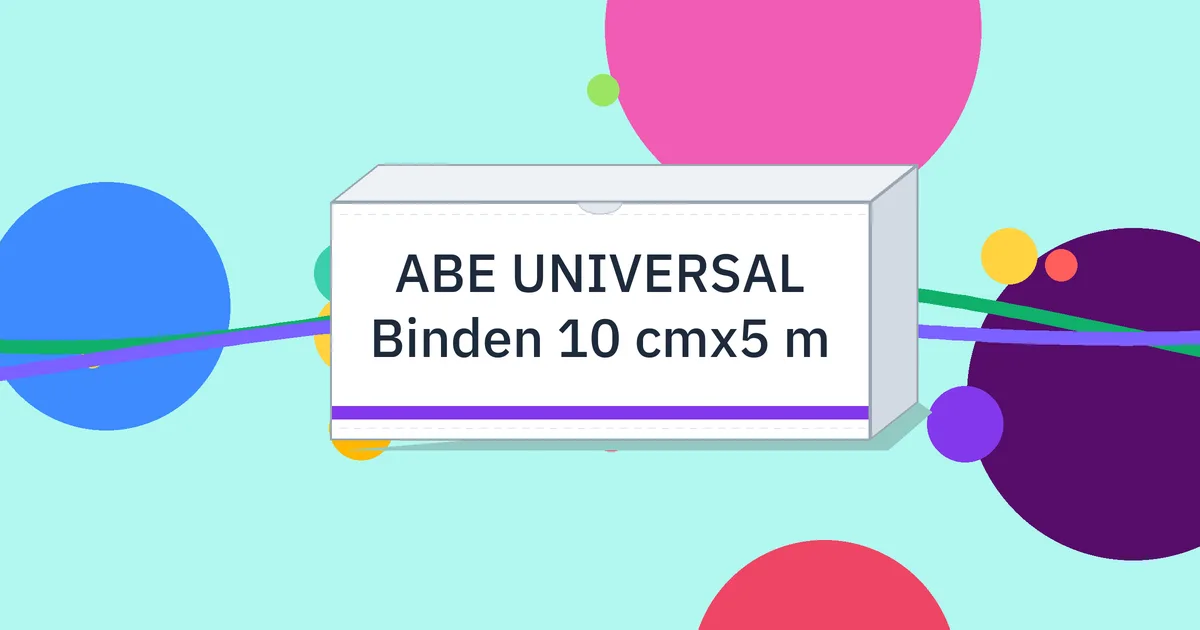 Symbolbild: Packung mit der Aufschrift ABE UNIVERSAL Binden 10 cmx5 m (PZN 00761526) – Verfügbarkeit und Bezug in Apotheken in Frankfurt am Main