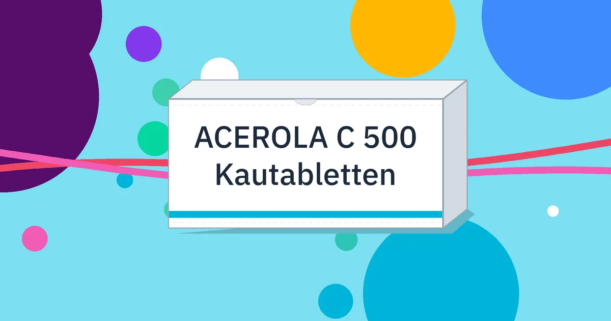 Symbolbild: Packung mit der Aufschrift ACEROLA C 500 Kautabletten (PZN 11721814) – Verfügbarkeit und Bezug in Apotheken in Frankfurt am Main