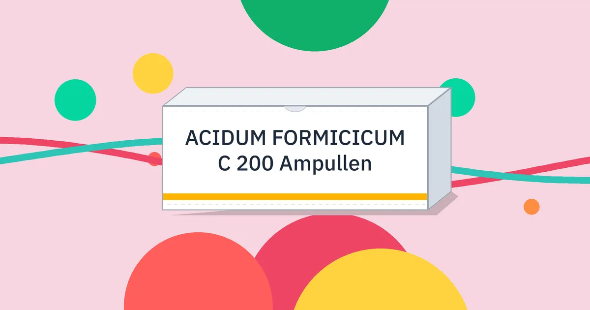 Symbolbild: Packung mit der Aufschrift ACIDUM FORMICICUM C 200 Ampullen (PZN 11703644) – Verfügbarkeit und Bezug in Apotheken in Frankfurt am Main