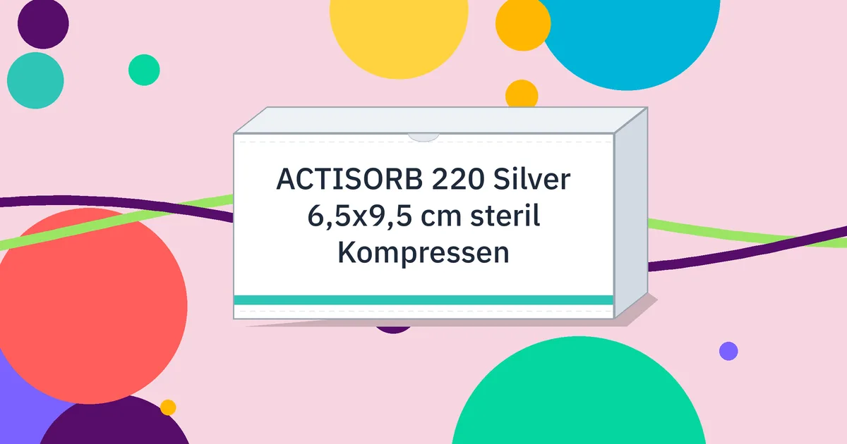 Symbolbild: Packung mit der Aufschrift ACTISORB 220 Silver 6,5x9,5 cm steril Kompressen (PZN 14032104) – Verfügbarkeit und Bezug in Apotheken in Frankfurt am Main
