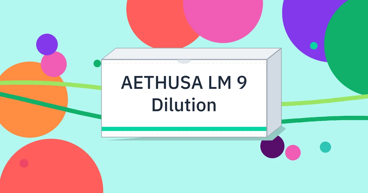 Symbolbild: Packung mit der Aufschrift AETHUSA LM 9 Dilution (PZN 12755784) – Verfügbarkeit und Bezug in Apotheken in Frankfurt am Main