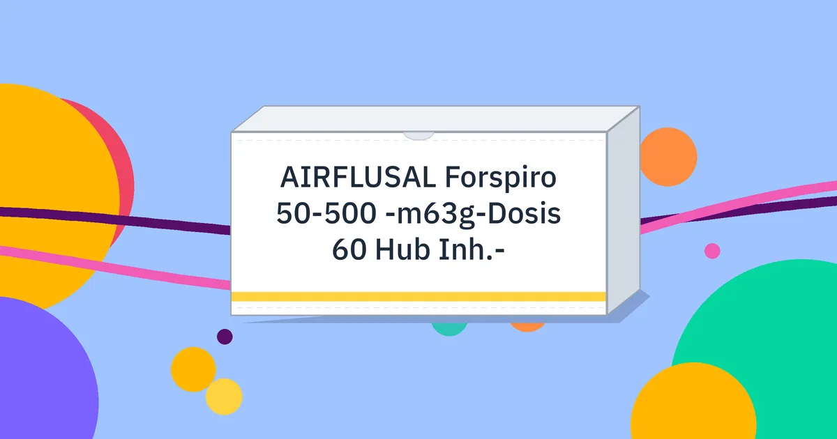 Symbolbild: Packung mit der Aufschrift AIRFLUSAL Forspiro 50-500 -m63g-Dosis 60 Hub Inh.- (PZN 16884254) – Verfügbarkeit und Bezug in Apotheken in Frankfurt am Main