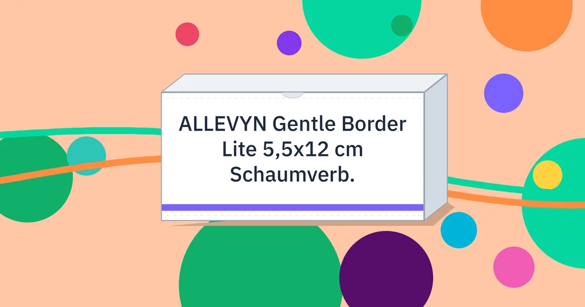 Symbolbild: Packung mit der Aufschrift ALLEVYN Gentle Border Lite 5,5x12 cm Schaumverb. (PZN 10274916) – Verfügbarkeit und Bezug in Apotheken in Frankfurt am Main