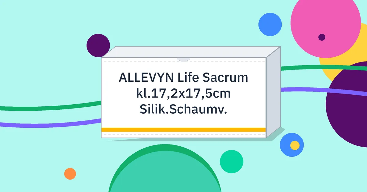 Symbolbild: Packung mit der Aufschrift ALLEVYN Life Sacrum kl.17,2x17,5cm Silik.Schaumv. (PZN 18034494) – Verfügbarkeit und Bezug in Apotheken in Frankfurt am Main