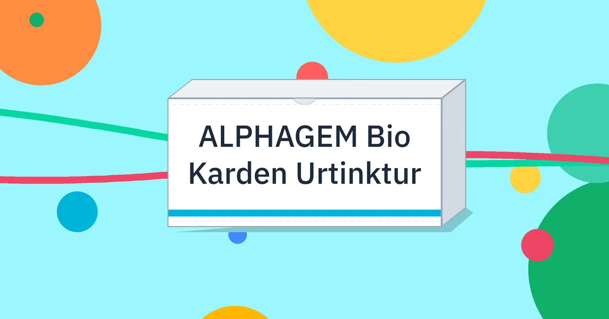 Symbolbild: Packung mit der Aufschrift ALPHAGEM Bio Karden Urtinktur (PZN 20298220) – Verfügbarkeit und Bezug in Apotheken in Frankfurt am Main
