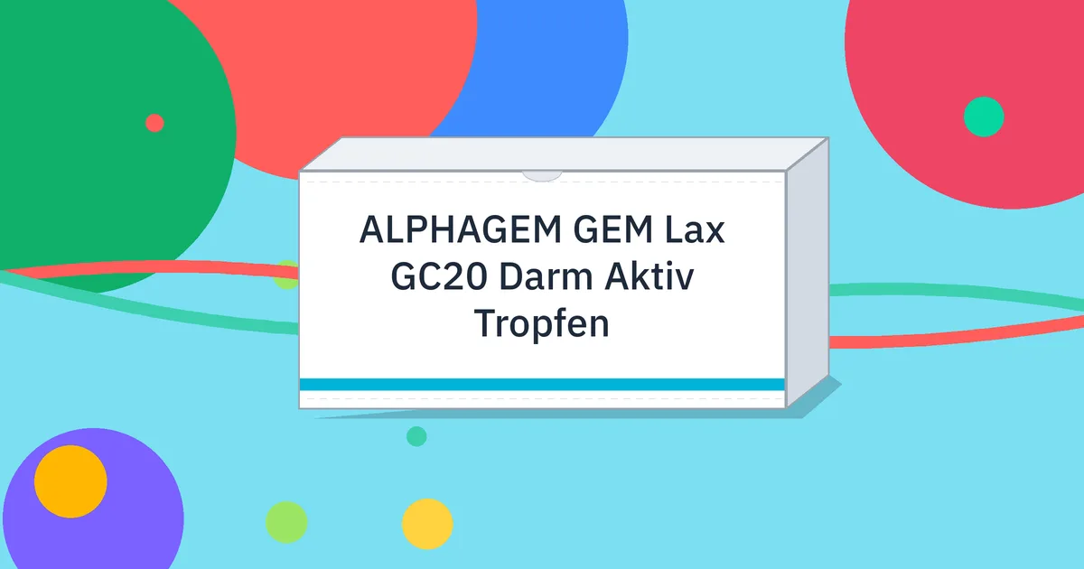 Symbolbild: Packung mit der Aufschrift ALPHAGEM GEM Lax GC20 Darm Aktiv Tropfen (PZN 20296379) – Verfügbarkeit und Bezug in Apotheken in Frankfurt am Main