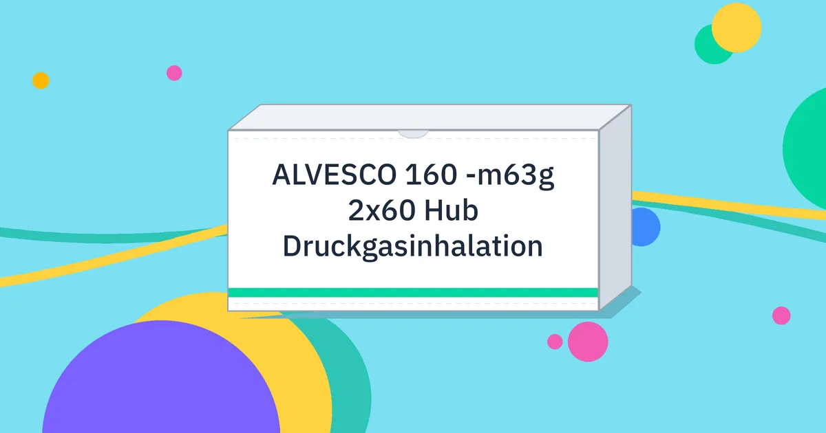 Symbolbild: Packung mit der Aufschrift ALVESCO 160 -m63g 2x60 Hub Druckgasinhalation (PZN 03736894) – Verfügbarkeit und Bezug in Apotheken in Frankfurt am Main
