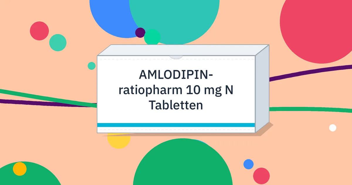 Symbolbild: Packung mit der Aufschrift AMLODIPIN-ratiopharm 10 mg N Tabletten (PZN 02716613) – Verfügbarkeit und Bezug in Apotheken in Frankfurt am Main