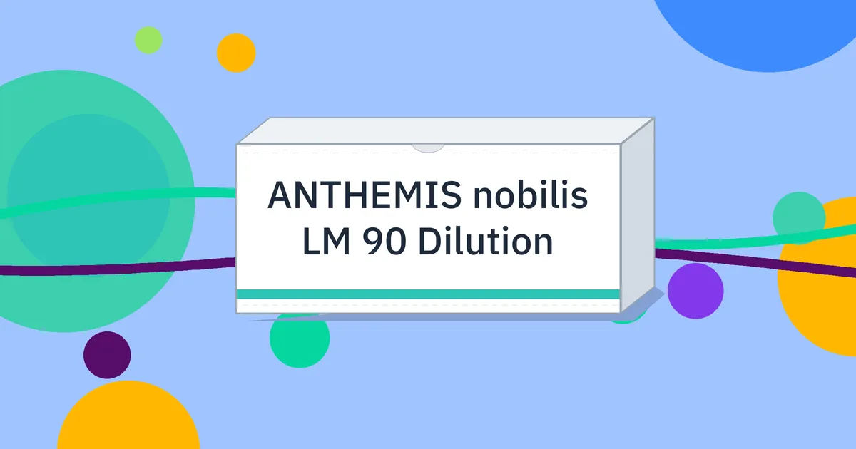 Symbolbild: Packung mit der Aufschrift ANTHEMIS nobilis LM 90 Dilution (PZN 12763625) – Verfügbarkeit und Bezug in Apotheken in Frankfurt am Main