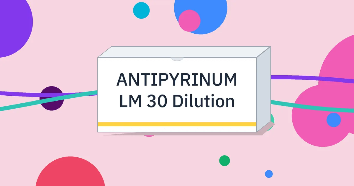 Symbolbild: Packung mit der Aufschrift ANTIPYRINUM LM 30 Dilution (PZN 13376793) – Verfügbarkeit und Bezug in Apotheken in Frankfurt am Main