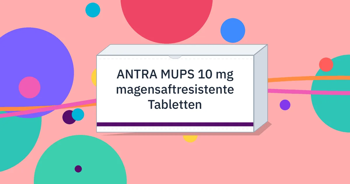 Symbolbild: Packung mit der Aufschrift ANTRA MUPS 10 mg magensaftresistente Tabletten (PZN 00109139) – Verfügbarkeit und Bezug in Apotheken in Frankfurt am Main