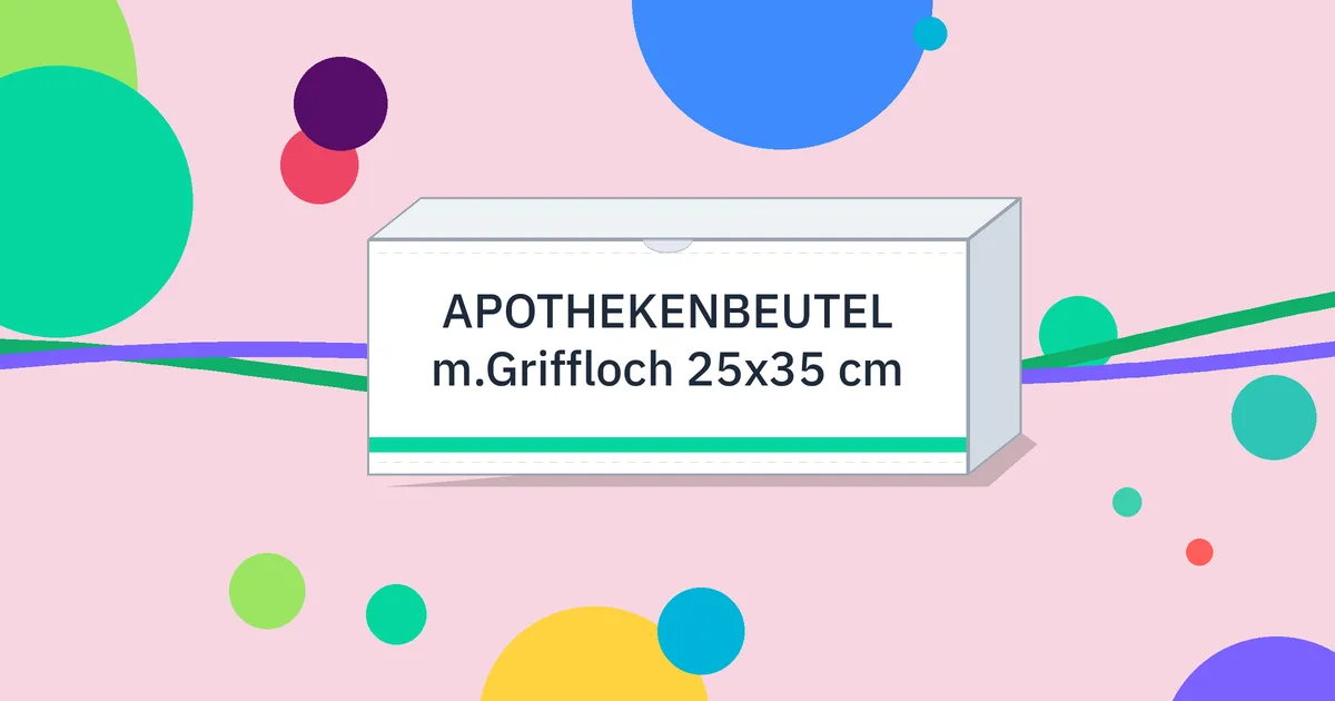 Symbolbild: Packung mit der Aufschrift APOTHEKENBEUTEL m.Griffloch 25x35 cm (PZN 10758531) – Verfügbarkeit und Bezug in Apotheken in Frankfurt am Main