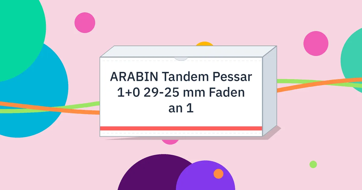 Symbolbild: Packung mit der Aufschrift ARABIN Tandem Pessar 1+0 29-25 mm Faden an 1 (PZN 16928247) – Verfügbarkeit und Bezug in Apotheken in Frankfurt am Main